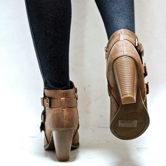 Shoes | New Tan Western Booties Block Heel Ankle Boots | Poshmark